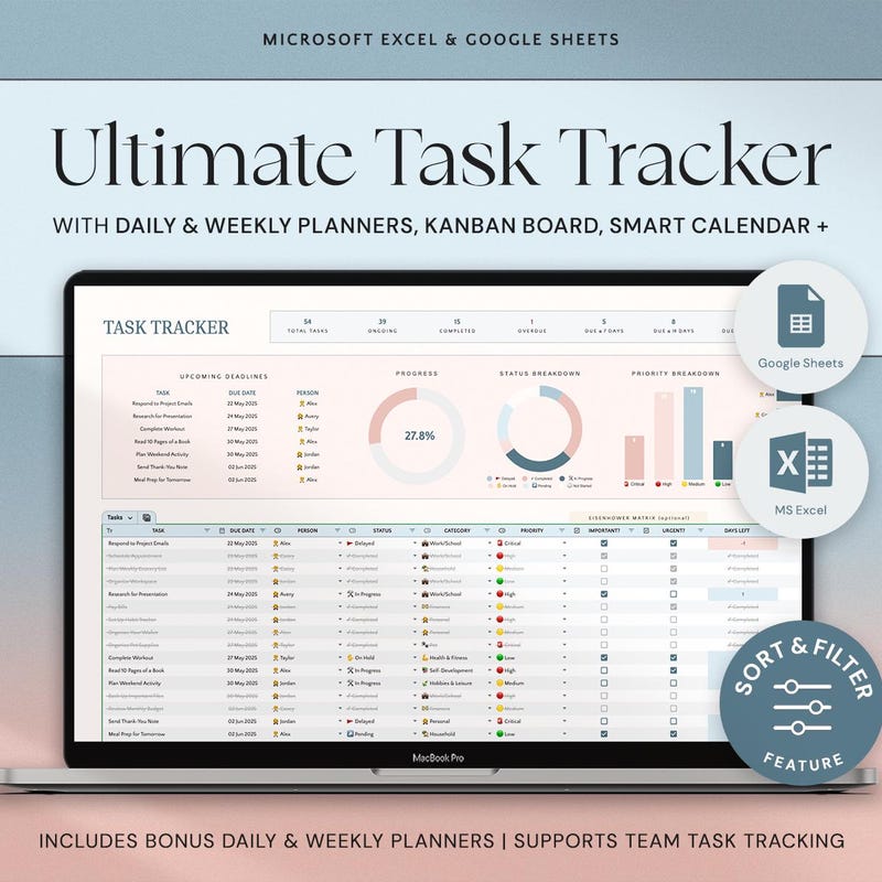 Weekly Task List in Excel - Etsy