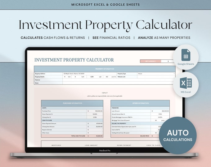 Rental Property ROI & Cap Rate Calculator / Real Estate Airbnb ...