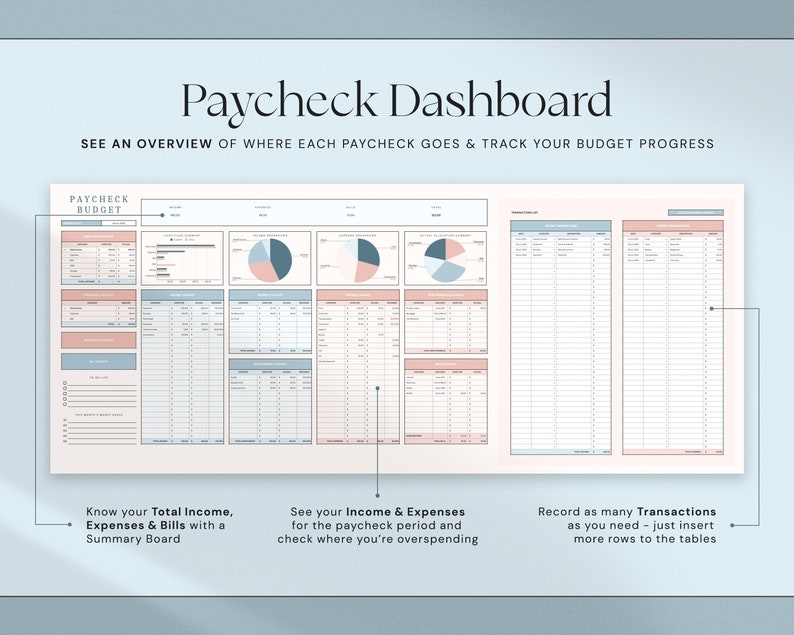 Paycheck Budget Spreadsheet Google Sheets Budget Template - Etsy