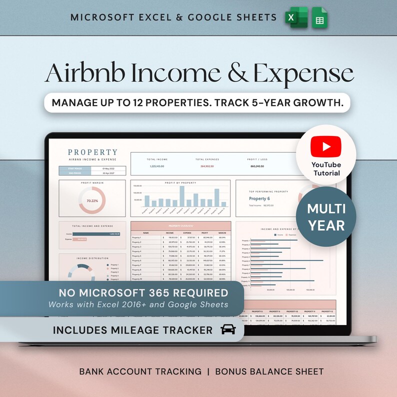 Airbnb Template Income and Expense Spreadsheet Airbnb Host Template ...