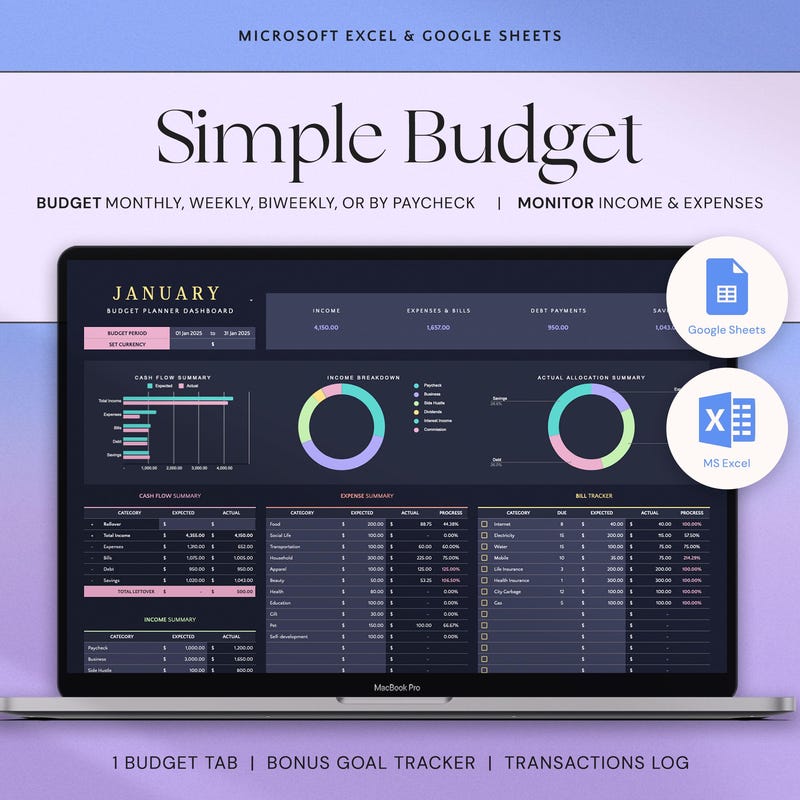 Spending Spreadsheets - Etsy