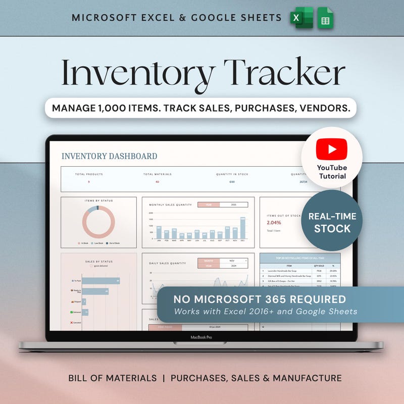 Excel Inventory Template - Etsy
