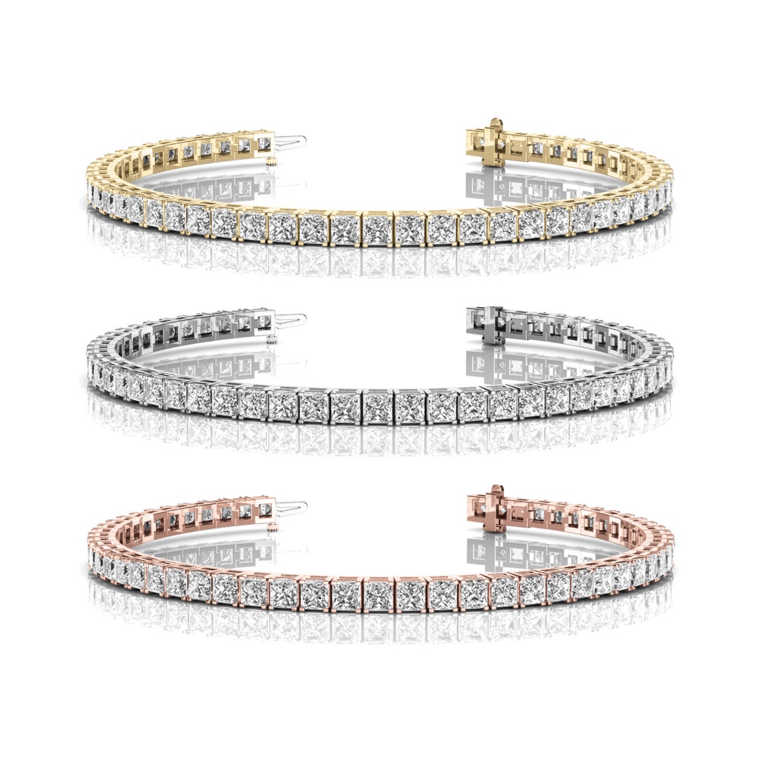 Remi Princess Cut Lab Grown Diamond Tennis Bracelet - Etsy