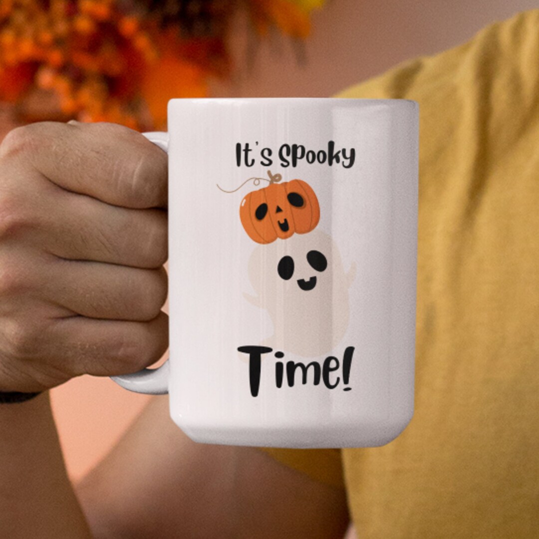 It's Spooky Time Mug / Cute Little Ghost on a 15 Oz Coffee Mug / Fun ...