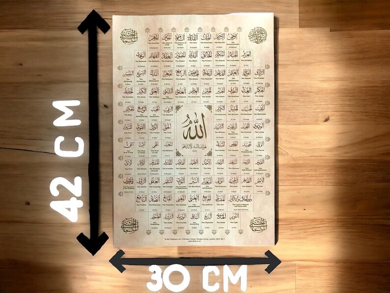 Buy 99 Names of ALLAH Poster With Translation & Transliteration in English Online in India - Etsy