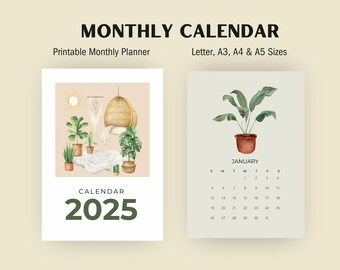 Minimalist Monthly Calendar Planner Inspirational Quotes 2025 Wall ...