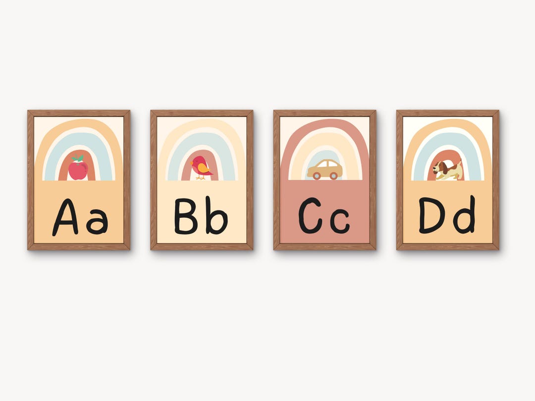 Boho Pastel Alphabet Prints Digital Download, Nursery Wall Art, Kids ...