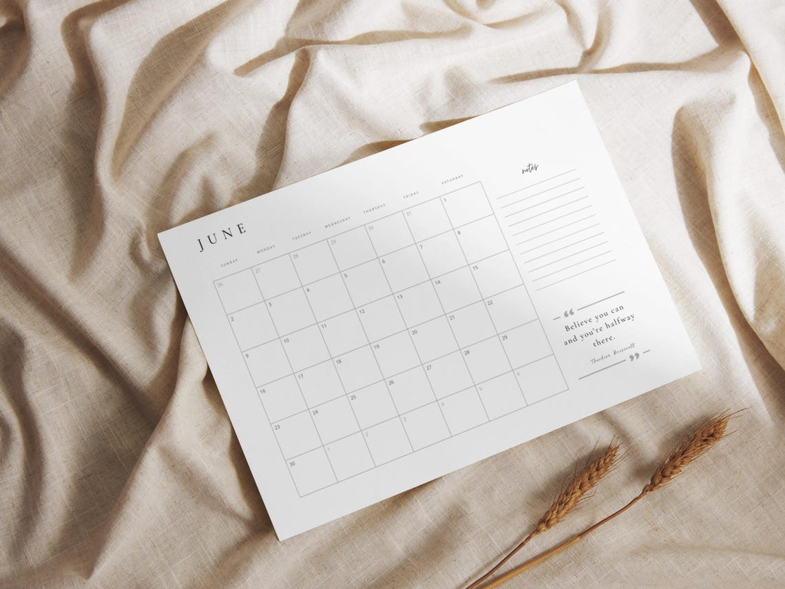 Minimalist Monthly Calendar Planner Inspirational Quotes 2025 Wall ...