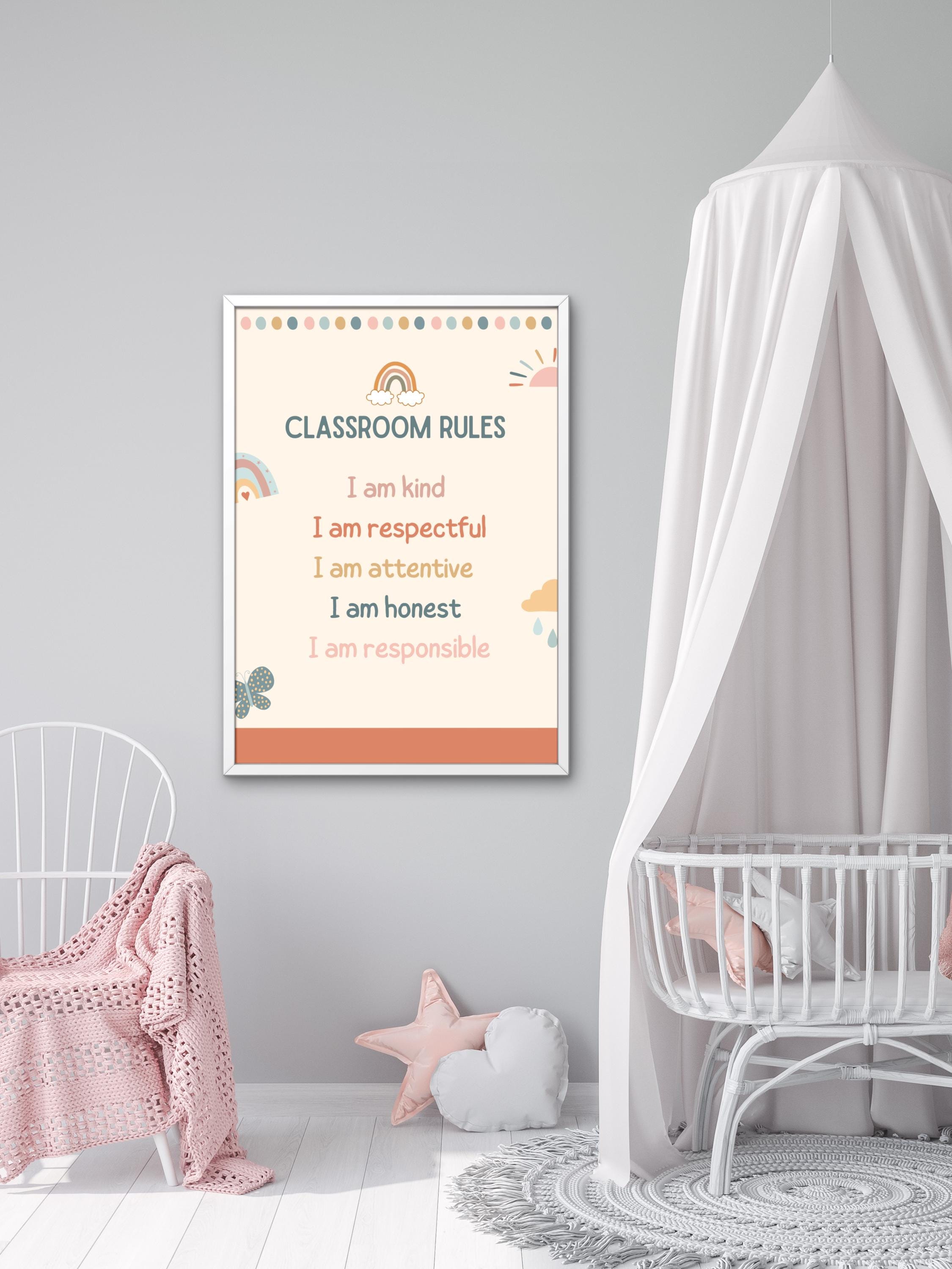Boho Classroom Rules Poster Digital Download, Inspirational Wall Art ...