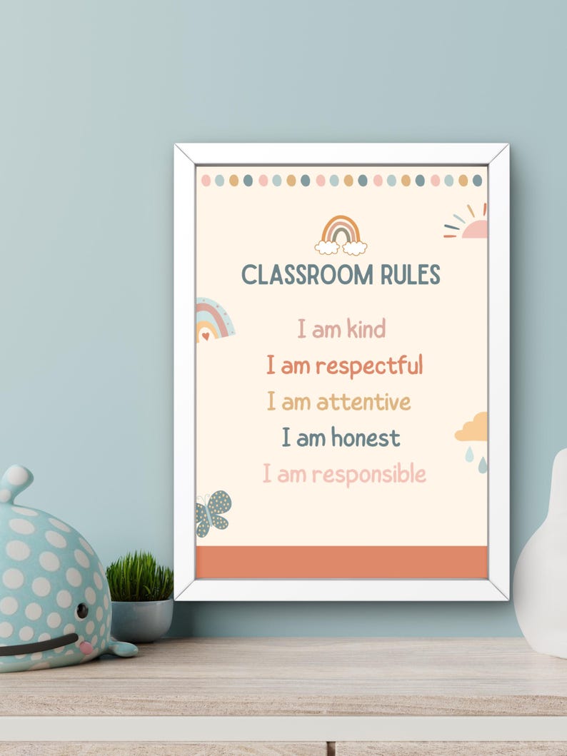 Boho Classroom Rules Poster Digital Download, Inspirational Wall Art ...
