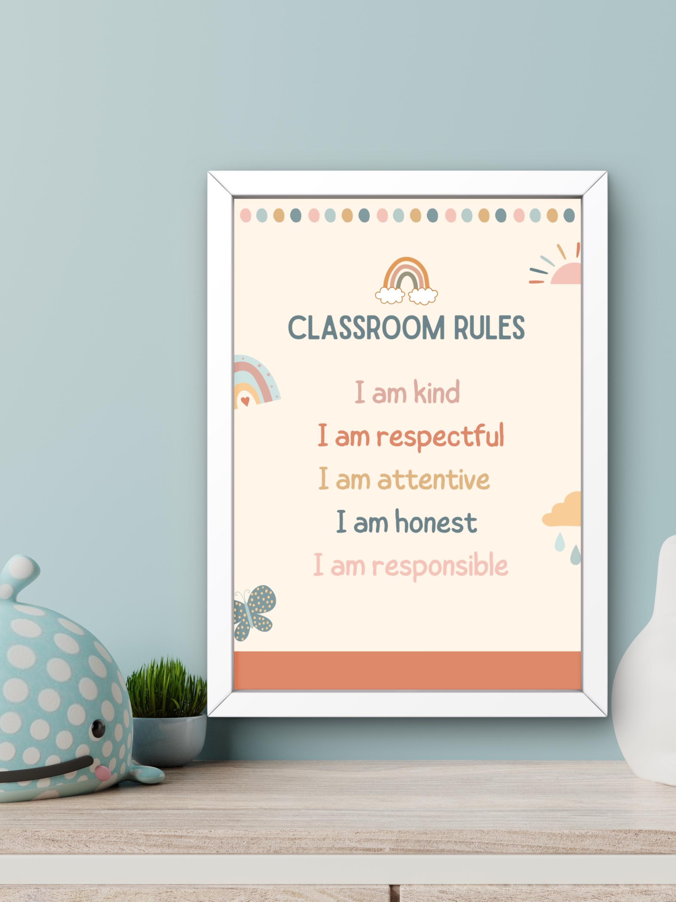 Boho Classroom Rules Poster Digital Download, Inspirational Wall Art ...