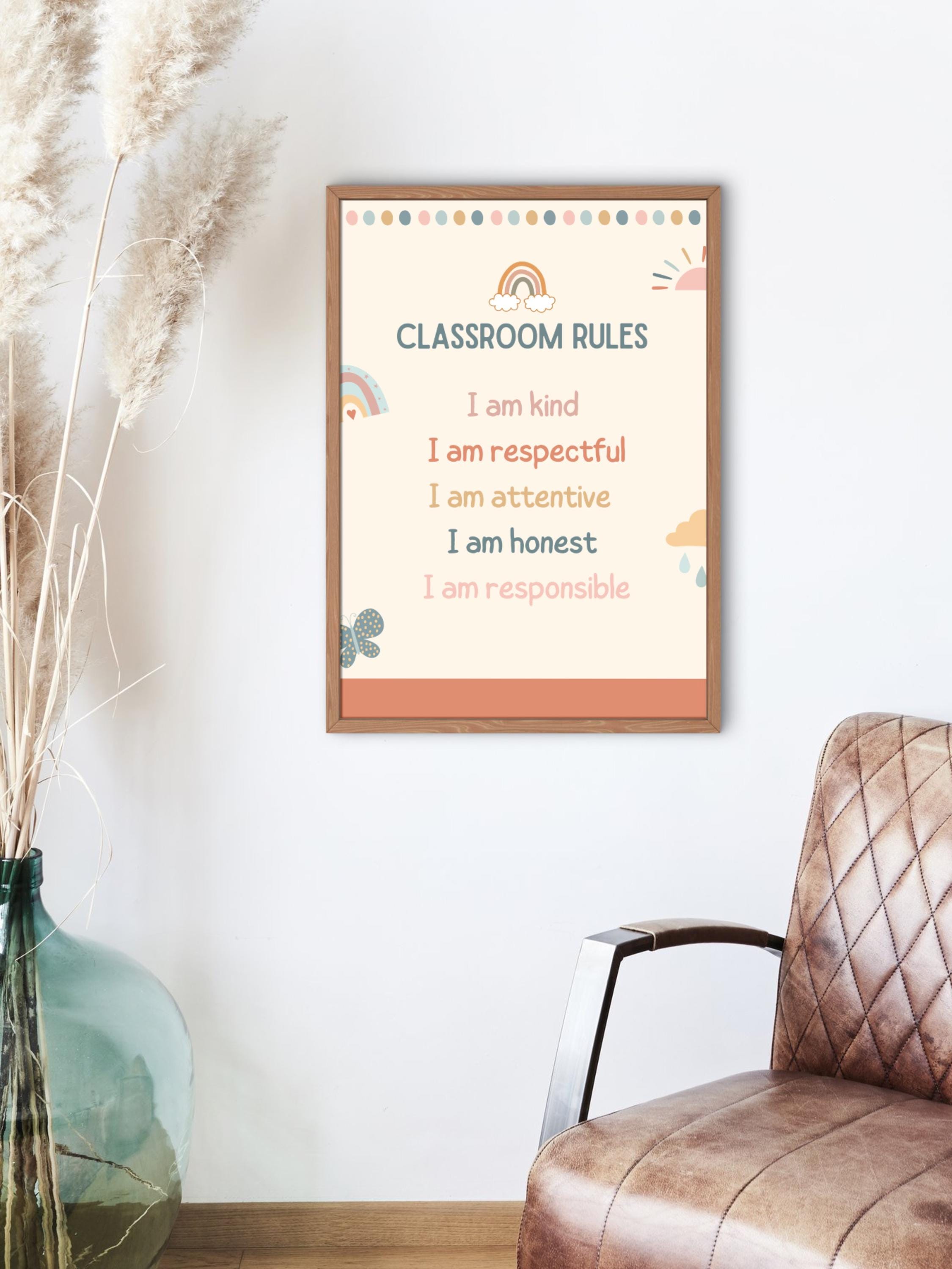 Boho Classroom Rules Poster Digital Download, Inspirational Wall Art ...