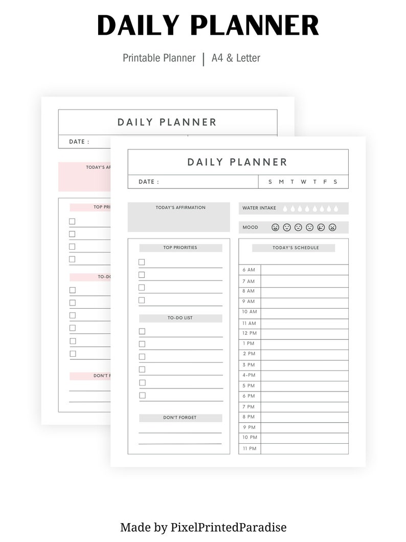 Printable Daily Planner Digital Planner To-do List Productivity Planner ...