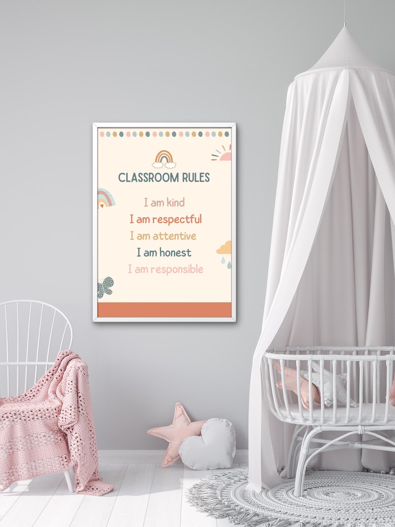 Boho Classroom Rules Poster Digital Download, Inspirational Wall Art ...