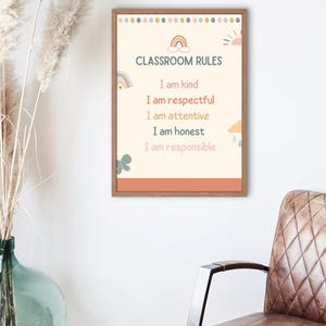 Boho Classroom Rules Poster Digital Download, Inspirational Wall Art ...