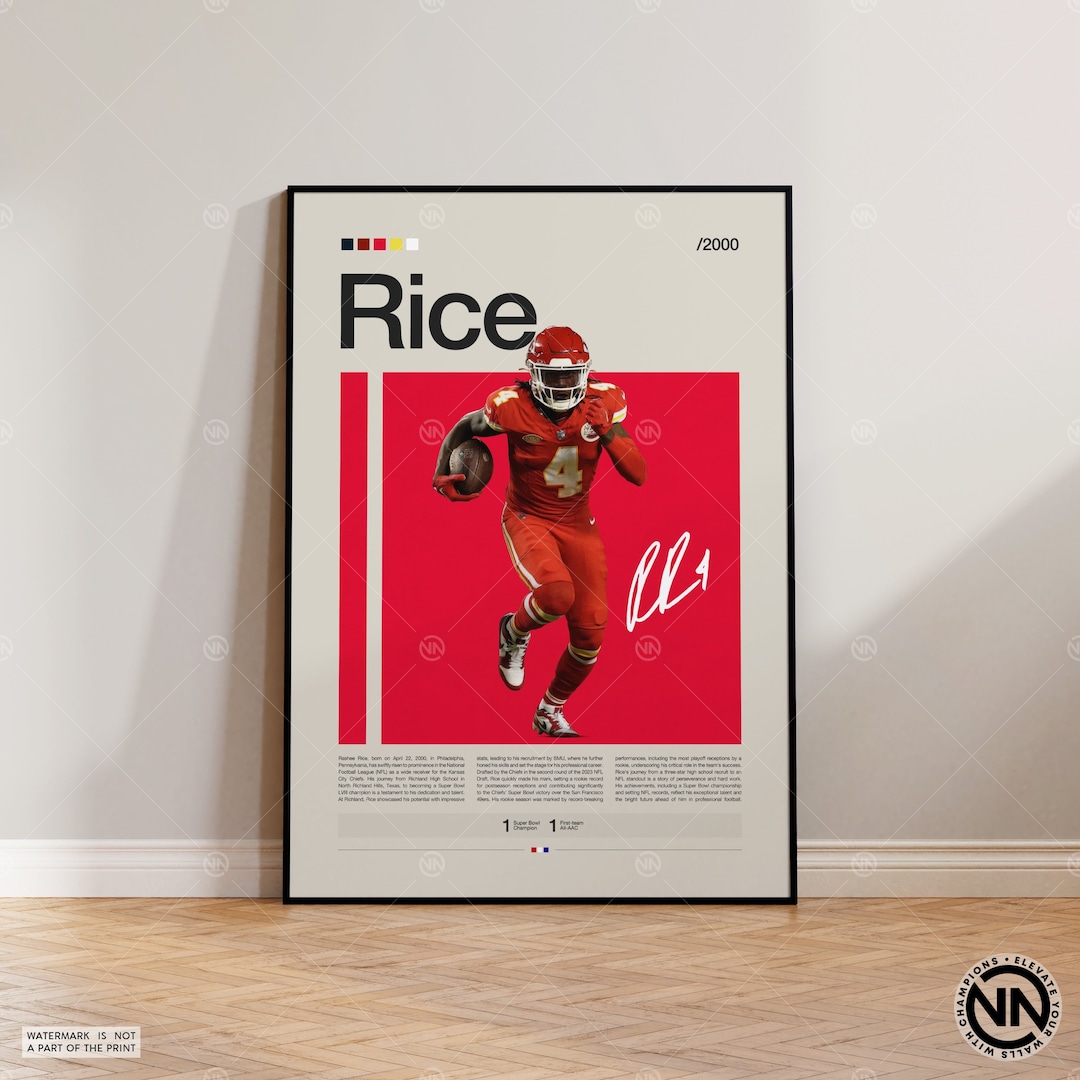Rashee Rice Poster, Kansas City Chiefs Print, NFL Poster, Sports Poster ...