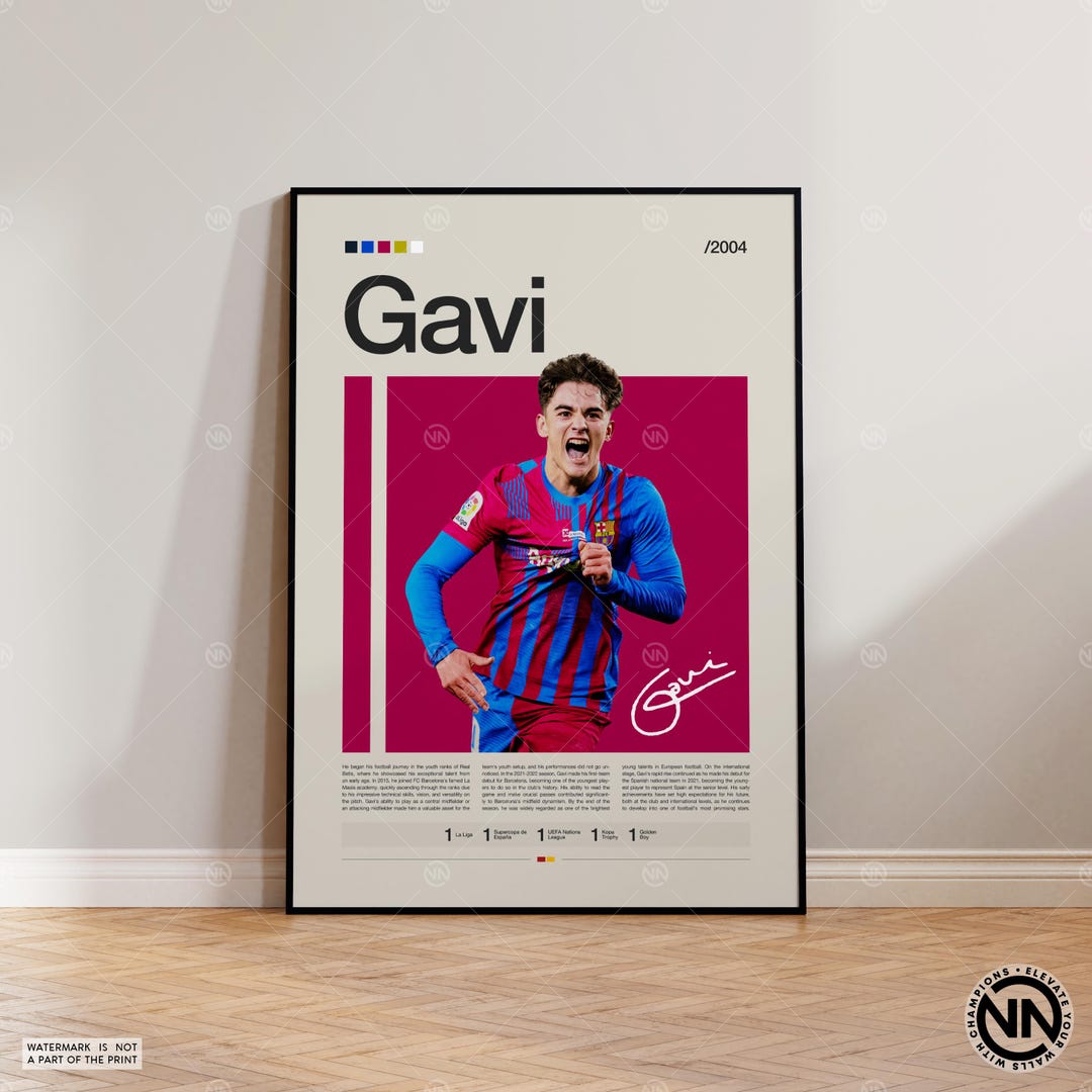 Gavi Poster, Barcelona Poster, Soccer Gifts, Sports Poster, Football ...