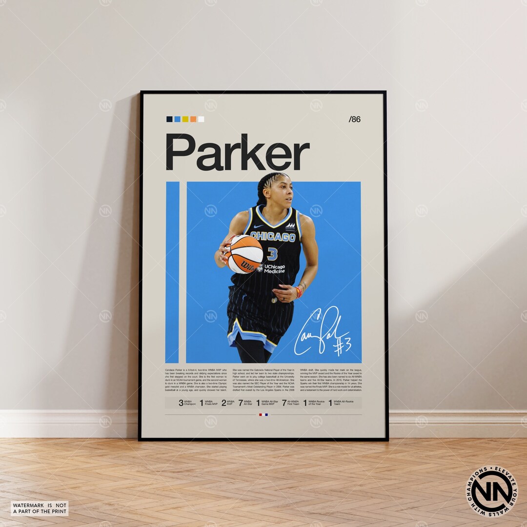Candace Parker Poster, Chicago Sky, WNBA Poster, Sports Poster, Mid ...