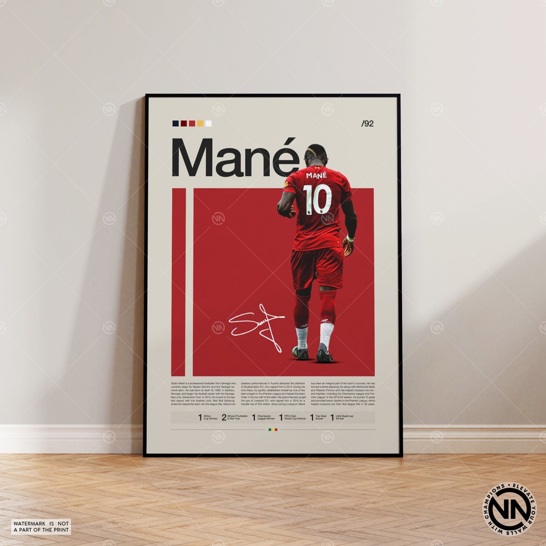 Sadio Mané Poster, Bayern Munich Poster, Soccer Gifts, Sports Poster ...