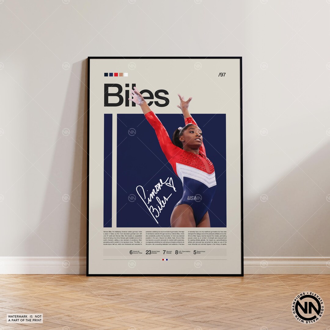 Simone Biles Poster, Gymnast Poster, Athletics Prints, Sports Poster ...
