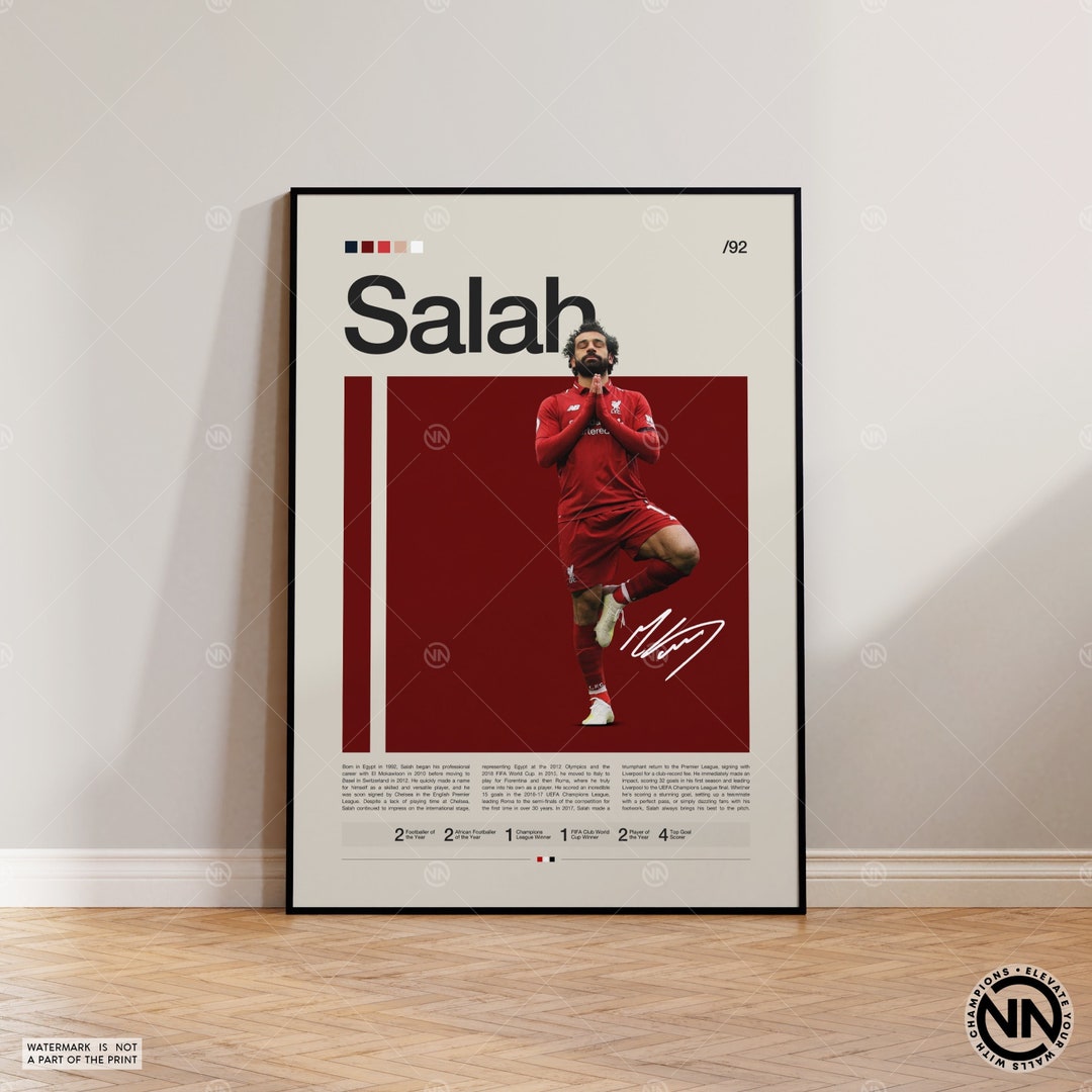 Mohamad Salah Poster, Egyptian Footballer Print, Soccer Gifts, Sports ...