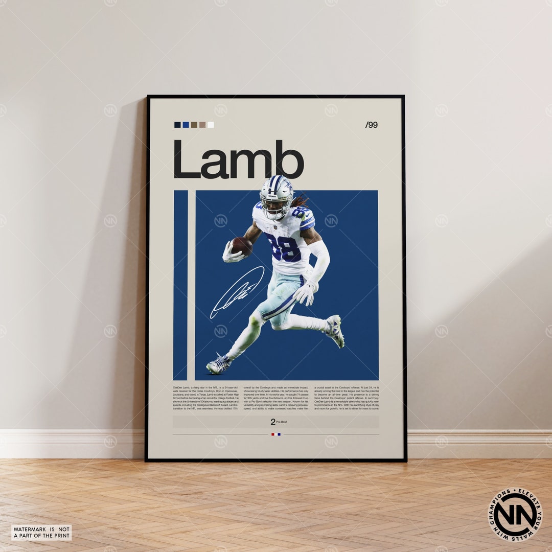 Ceedee Lamb Poster, Dallas Cowboys Print, NFL Poster, Sports Poster ...