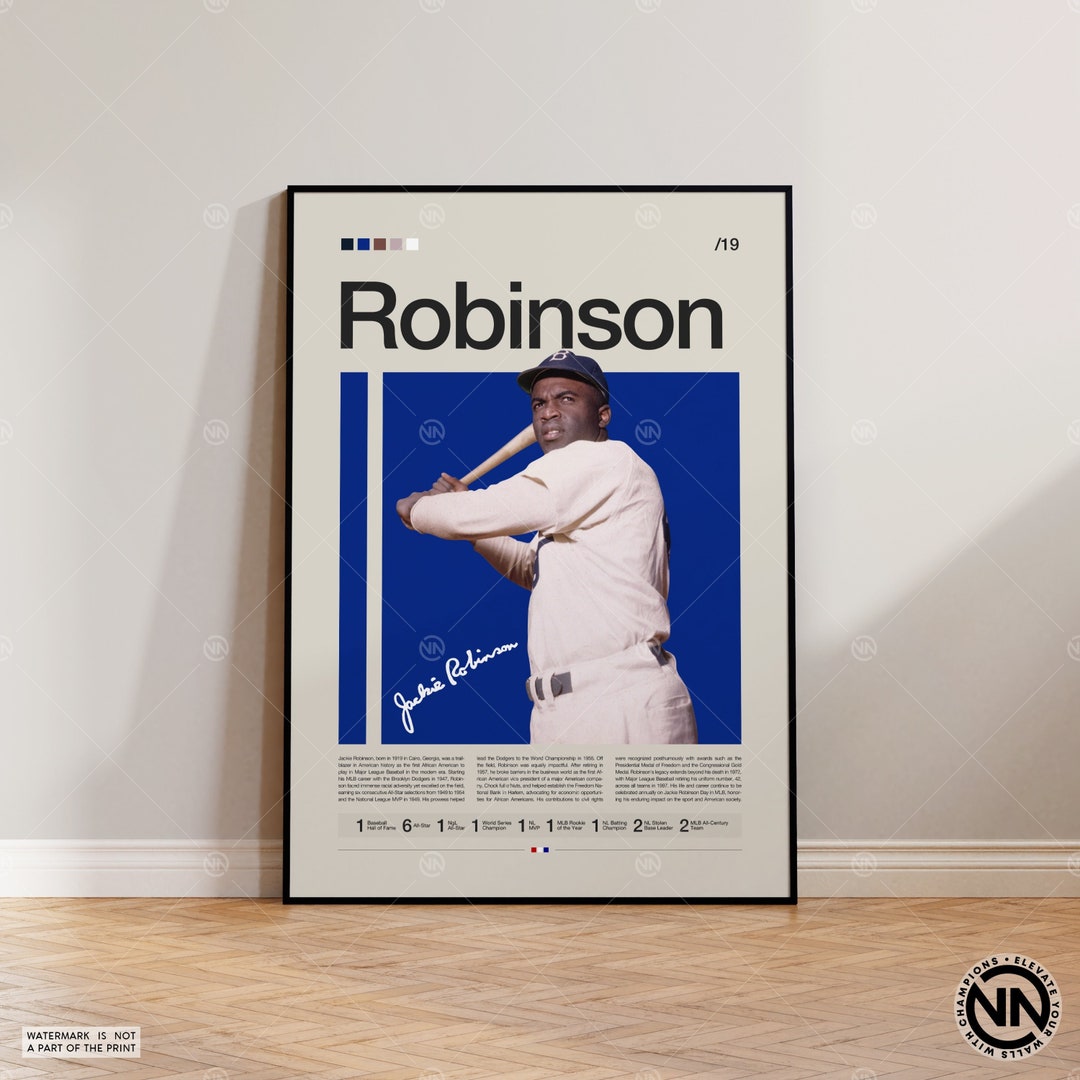 Jackie Robinson Poster, Brooklyn Dodgers, Baseball Prints, Sports ...