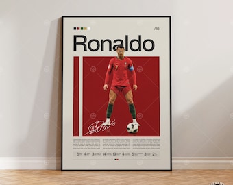 Cristiano Ronaldo Poster, Portugal Football Print, Soccer Gifts, Sports ...