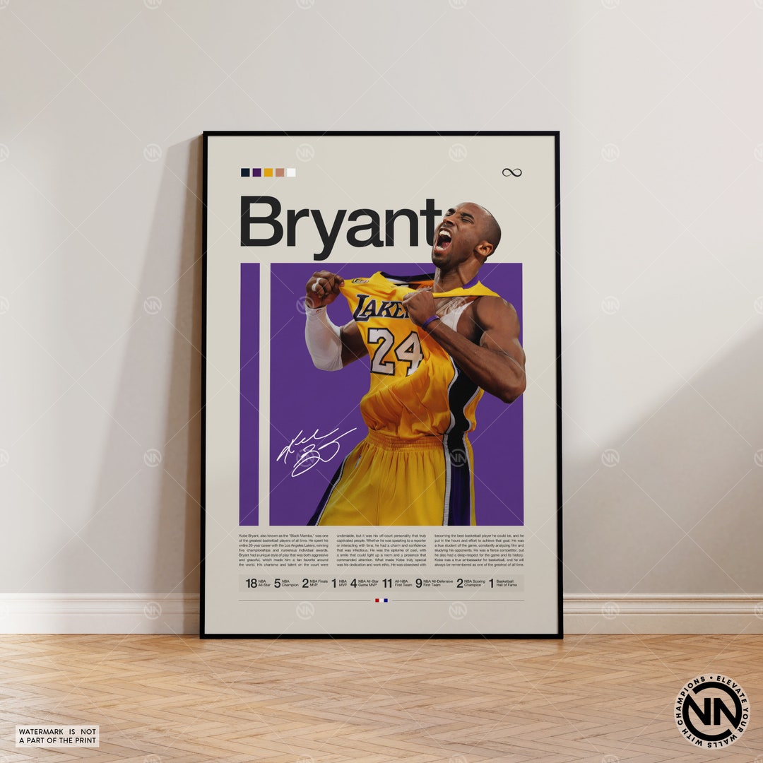 Kobe Bryant Poster, LA Lakers Poster, NBA Poster, Sports Poster, Mid ...