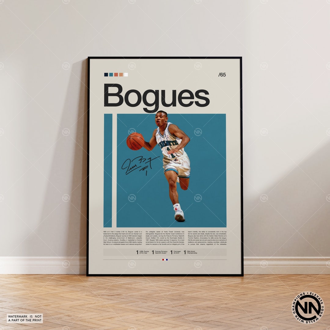 Muggsy Bogues Poster, Charlotte Hornets, NBA Poster, Sports Poster, Mid ...