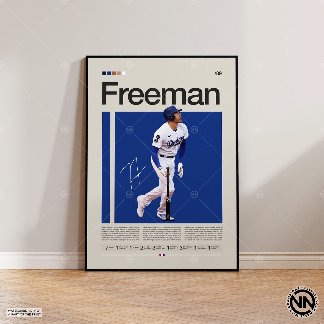 Freddie Freeman Poster, LA Dodgers Poster, Baseball Prints, Sports ...