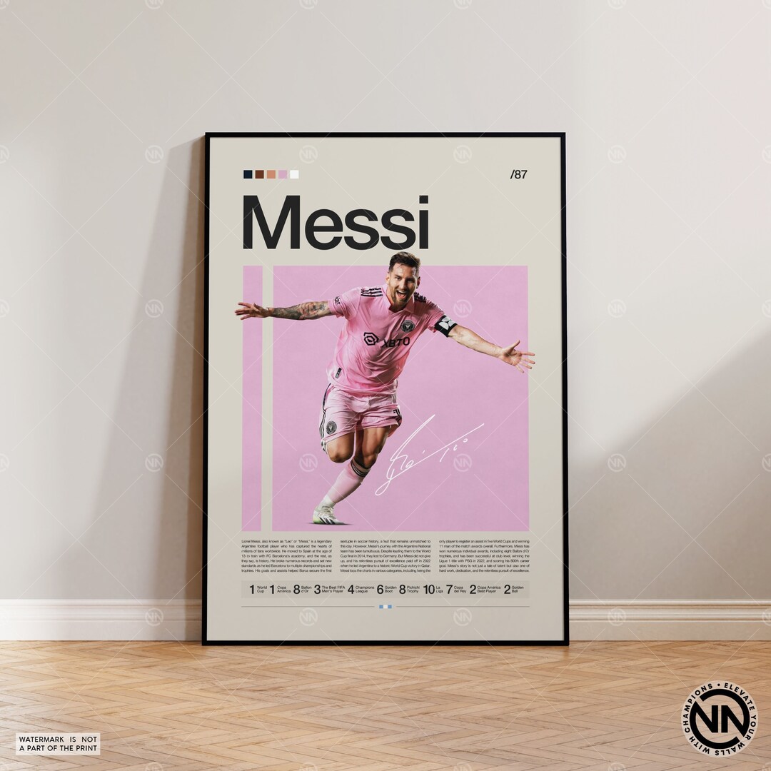 Lionel Messi Poster, Inter Miami Poster, Soccer Gifts, Sports Poster ...