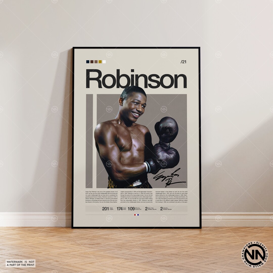 Sugar Ray Robinson Poster, Boxing Poster, Sports Poster, Boxing Wall ...