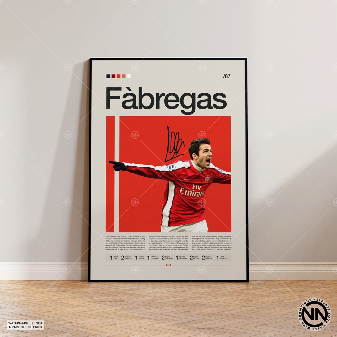 Cesc Fabregas Poster, Arsenal F.C. Poster, Soccer Gifts, Sports Poster ...
