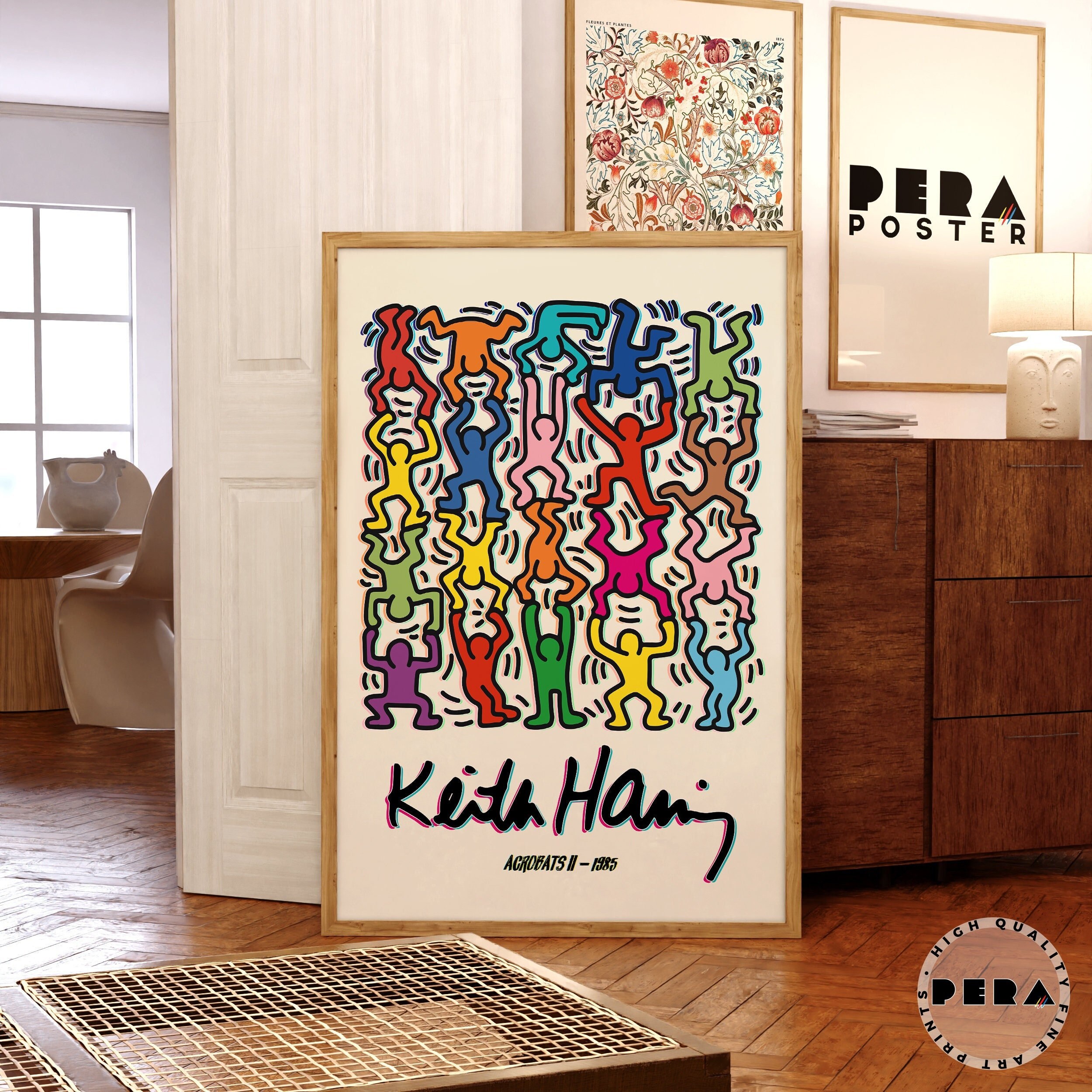 Keith Haring Acrobats 1985 Poster, Keith Haring Poster, Pop Art, Keith ...