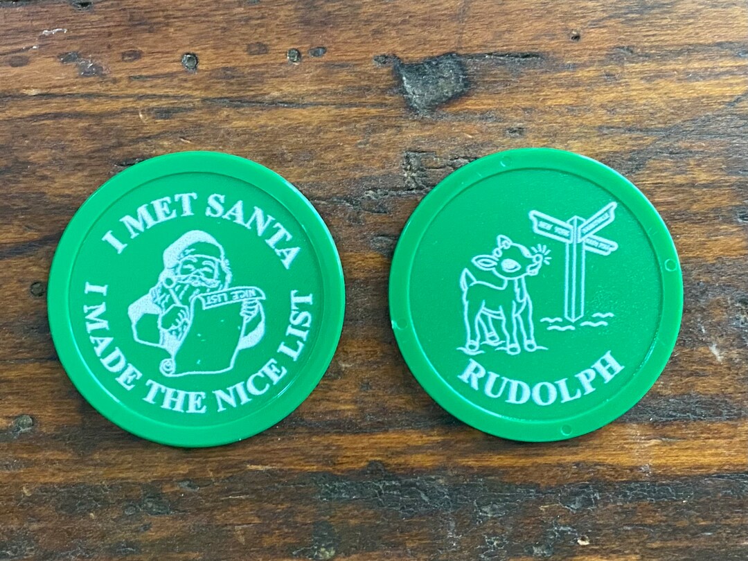 50 Red or Green I Met Santa I Made the Nice List Rudolph Plastic Coins ...