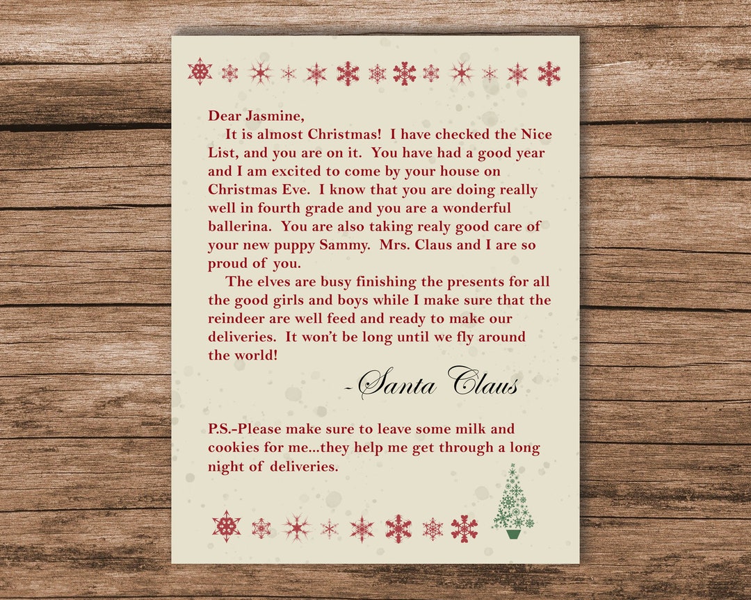 Personalized Letter From Santa Digital Custom - Etsy