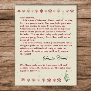 Personalized Letter From Santa Digital Custom - Etsy