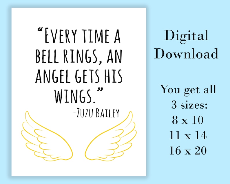 It's a Wonderful Life Zuzu Angel Gets Its Wings Quote Poster Digital ...