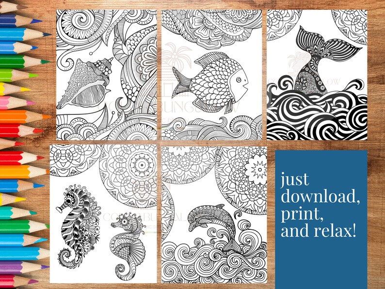 Printable Coloring Pages, Ocean Themed Adult and Children Coloring ...