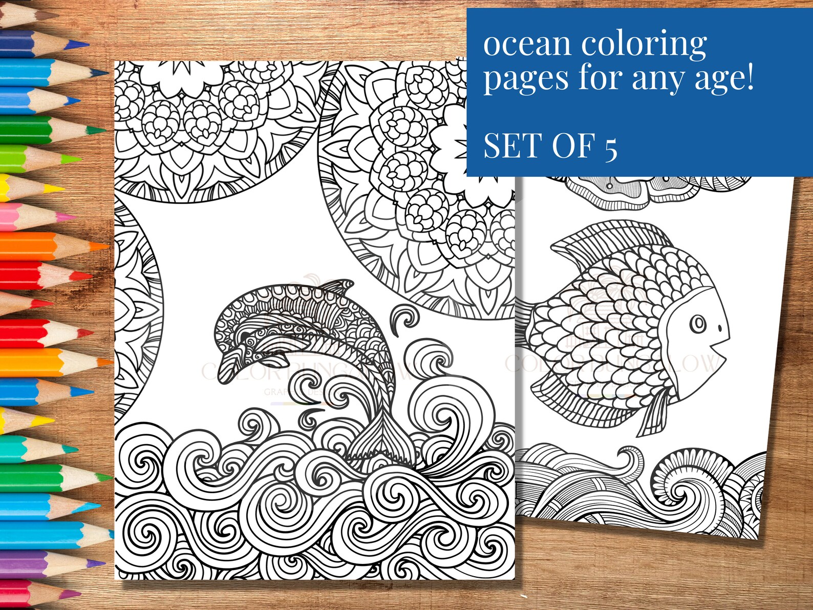 Printable Coloring Pages, Ocean Themed Adult and Children Coloring ...