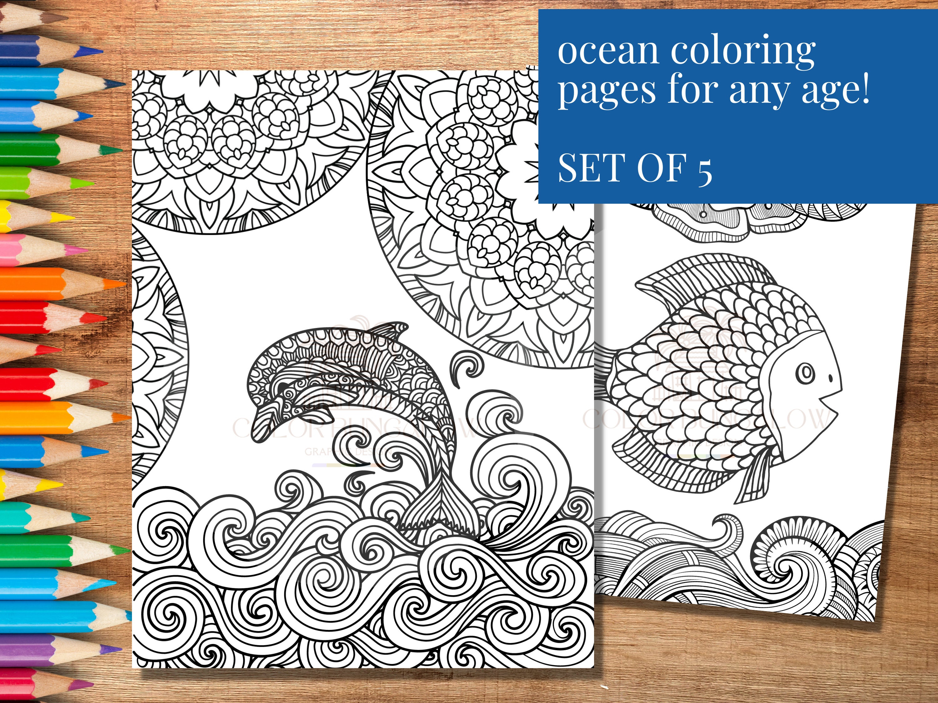Printable Coloring Pages, Ocean Themed Adult and Children Coloring ...