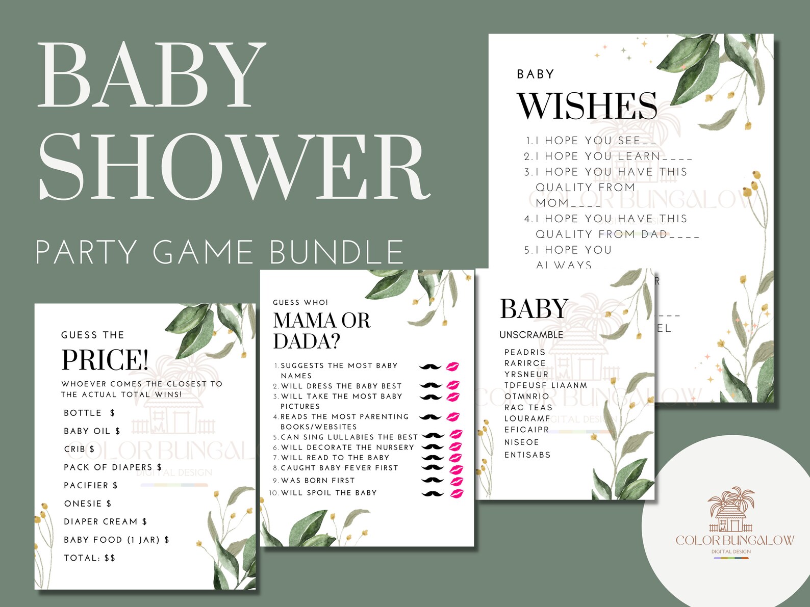 Baby Shower Printable Party Bundle - Etsy