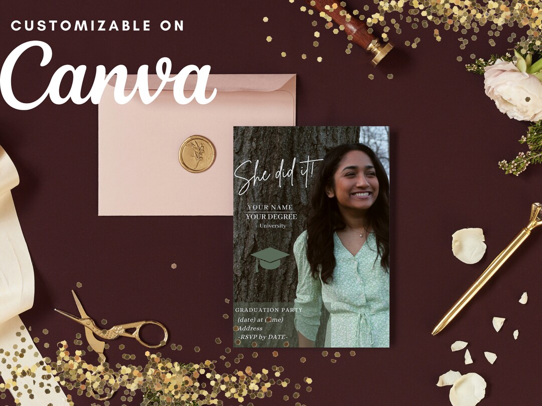 Editable 5x7 Graduation Party Template, Customizable Canva Template - Etsy