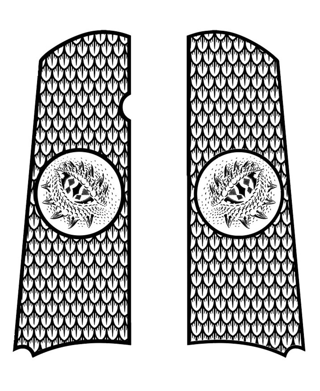 1911, Dragon, Scales, Eyes, Grips, Stippling, Engraving, Vector, SVG ...