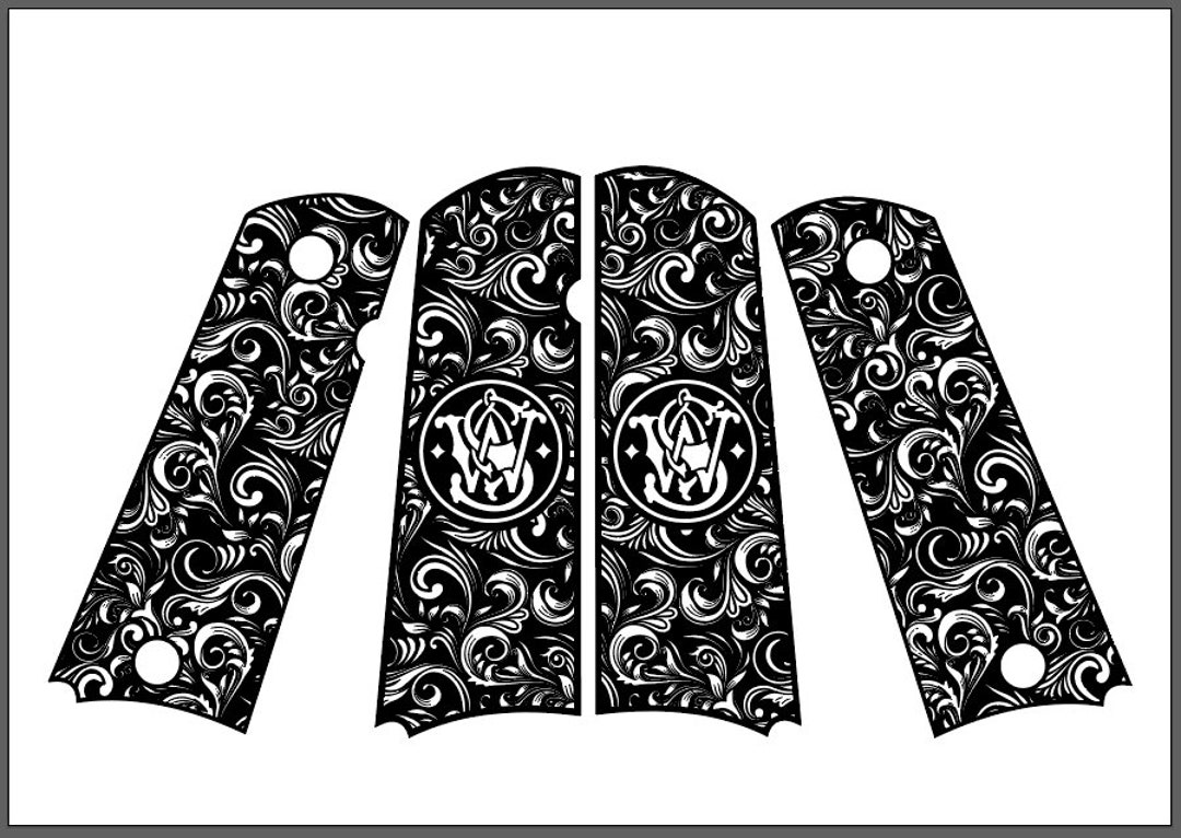 Scrolls, SW, S&W, 1911, Grips, Stippling, Engraving, Vector, SVG, Ai - Etsy