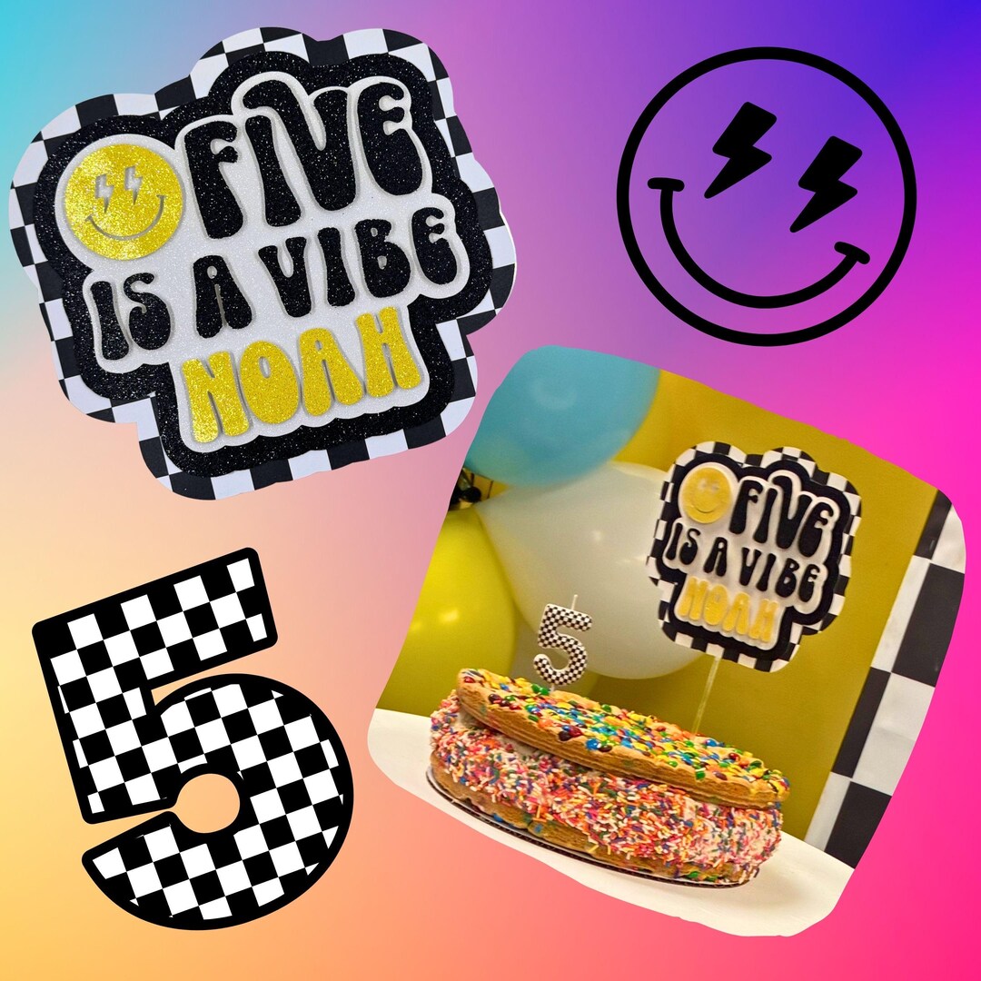 FIVE is a VIBE Cake TOPPER - Etsy