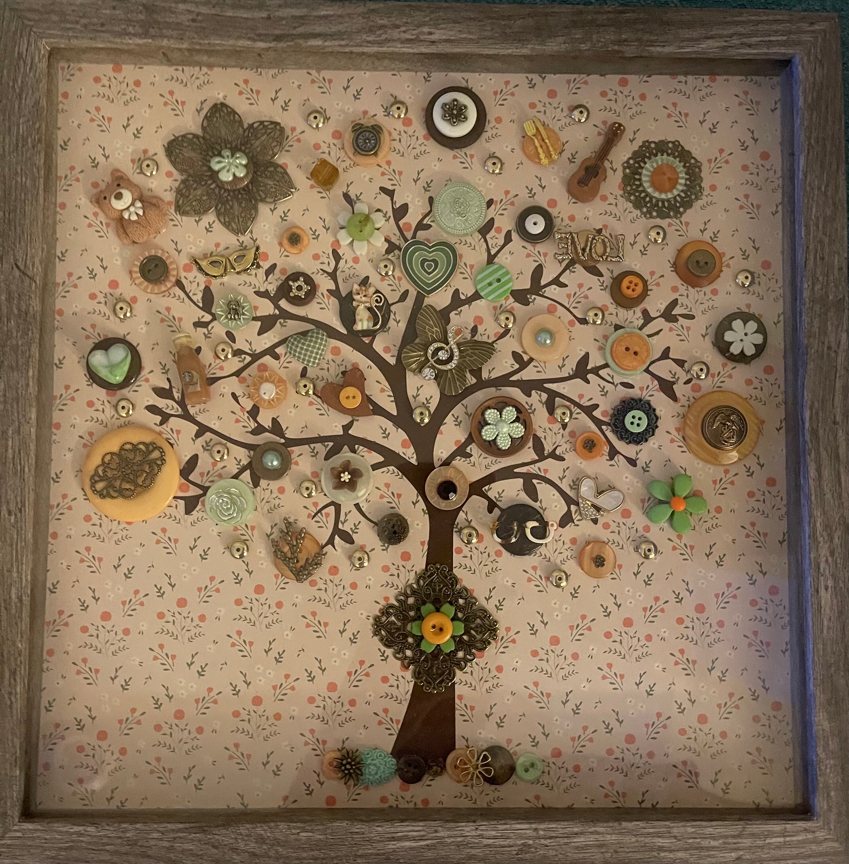 Tree Button Art Etsy