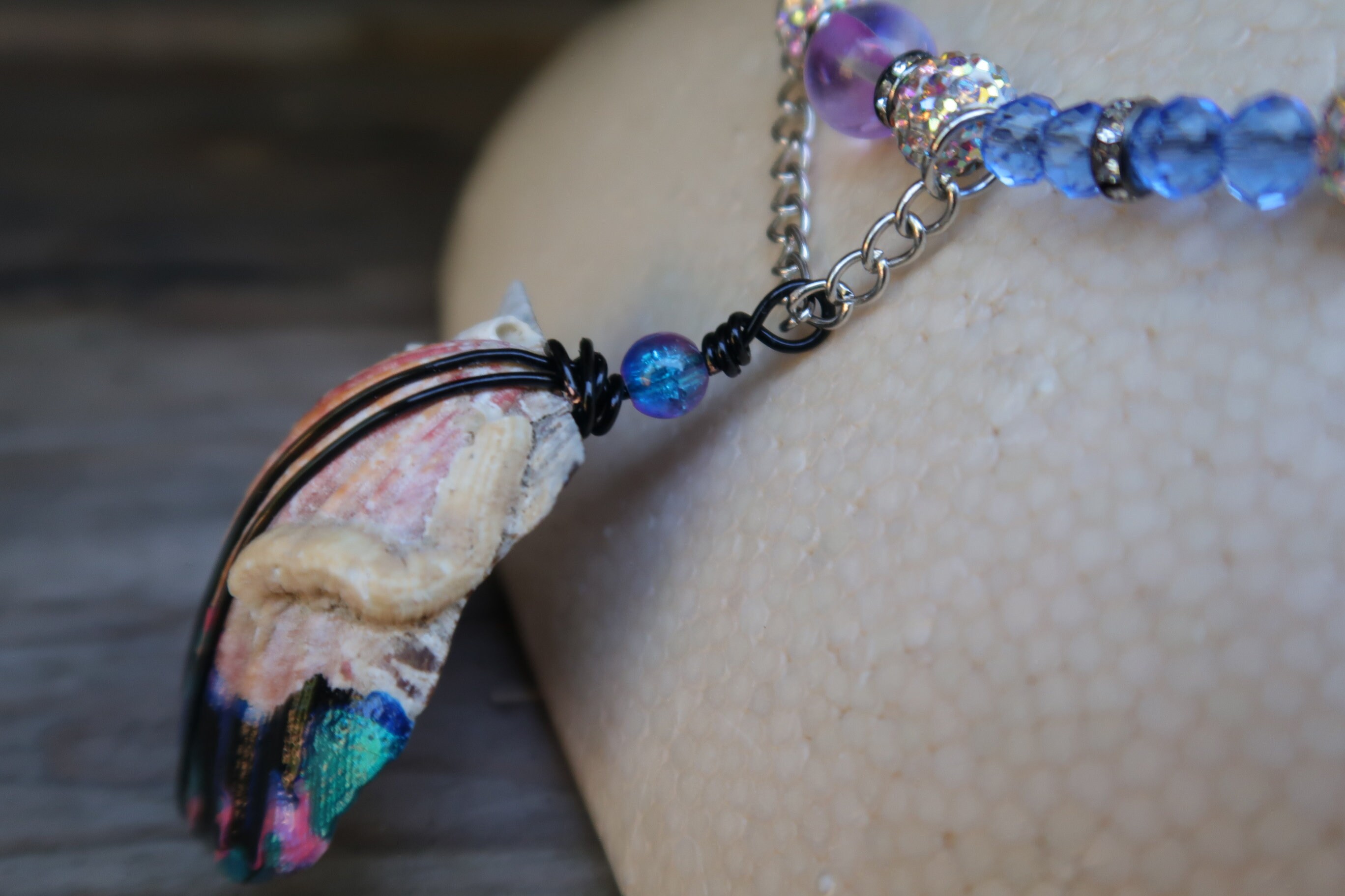 Hydro Dipped Neon UV Reactive Seashell Necklace - Etsy