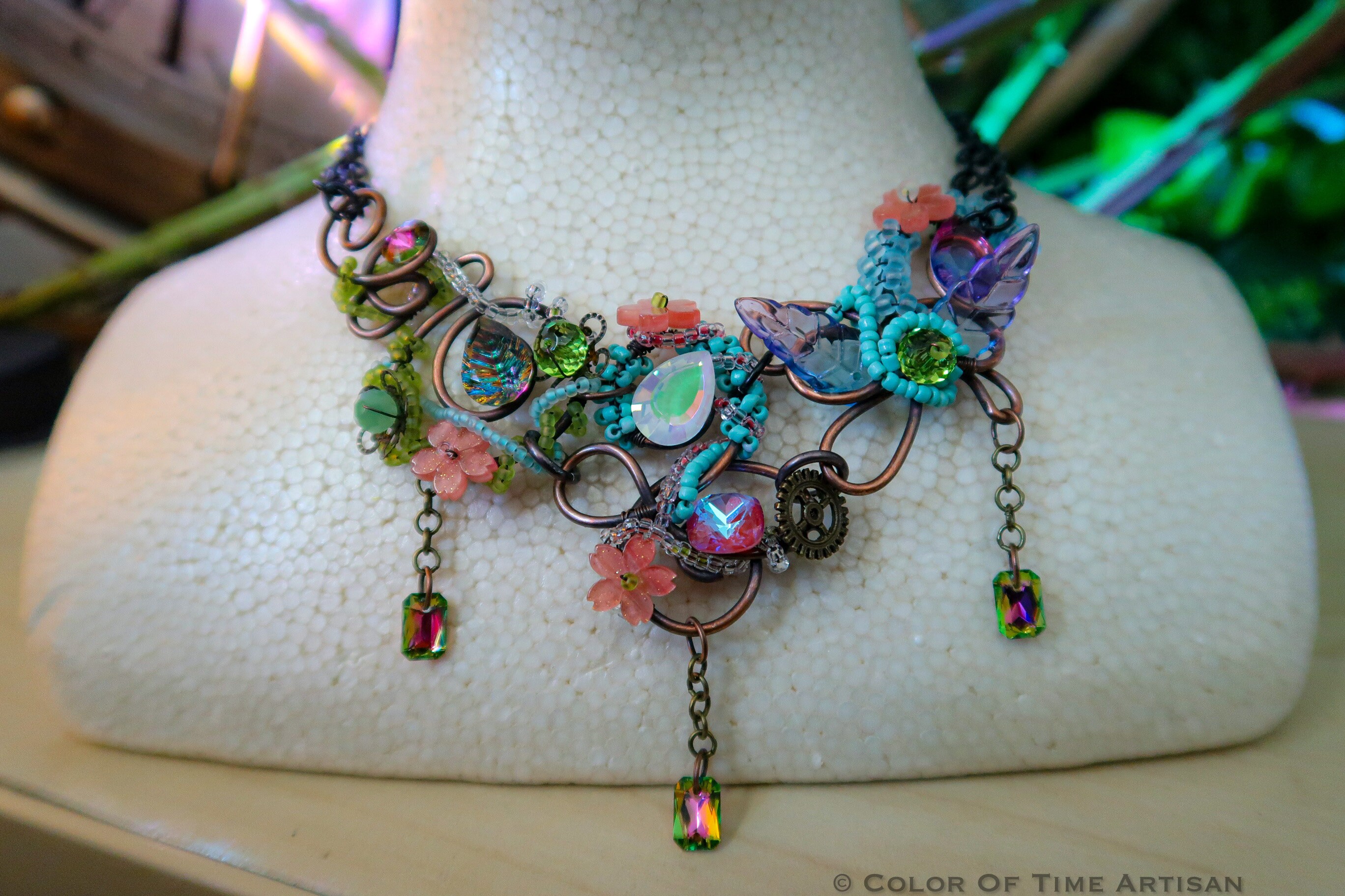 Garden Trellis Mingled With Glass Necklace - Etsy